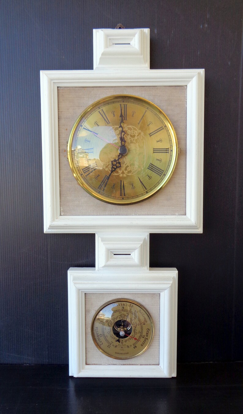Antique Barometer Clock in Wood, Height 53cm Width 25 Cm ,restored ...