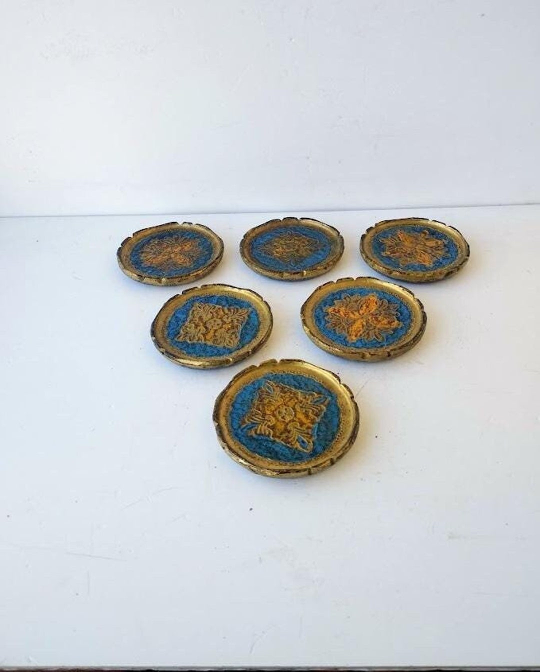 Set 6 Traditional Florentine Vintage Coaster And, Florentine Italy 50s ...