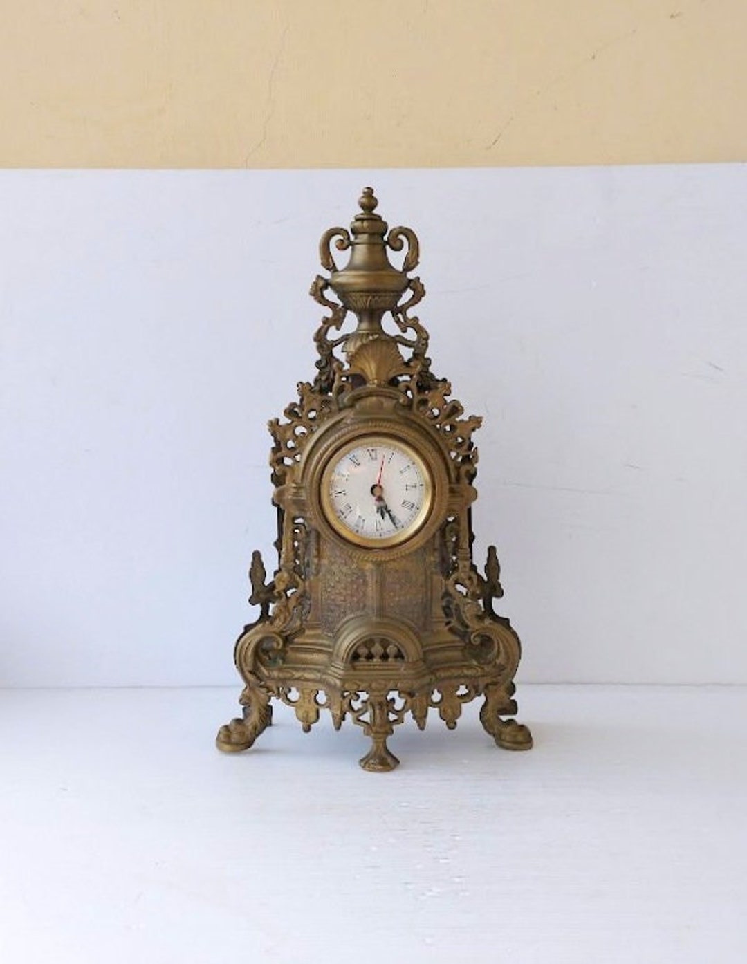 Fireplace Clock, Rococo Style, Battery Powered, Working ,vintage 1980s ...
