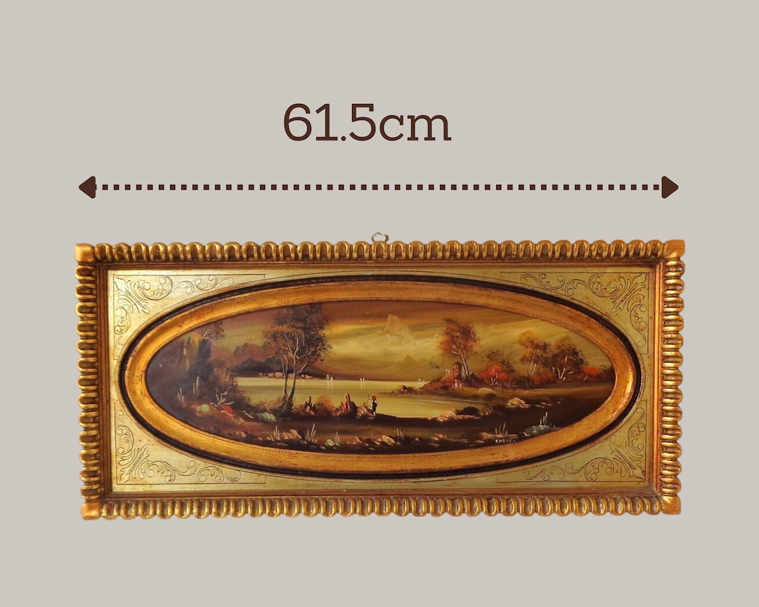 Vintage Italy Oil Painting on Wood, "lagoon Landscape" Framed in a ...