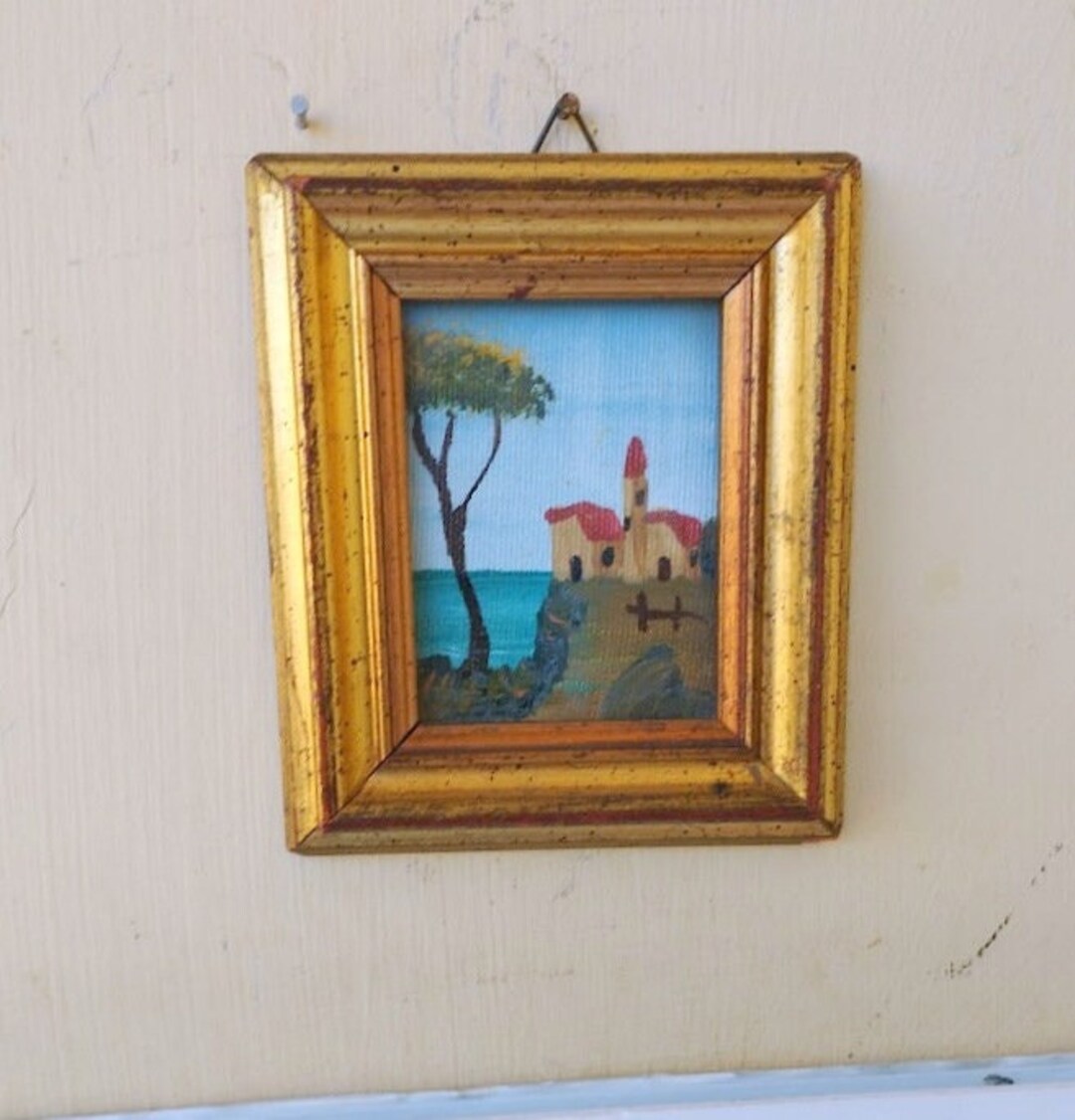 Vintage Italy Oil Painting on Canvas Landscape Framed in the Beautiful ...