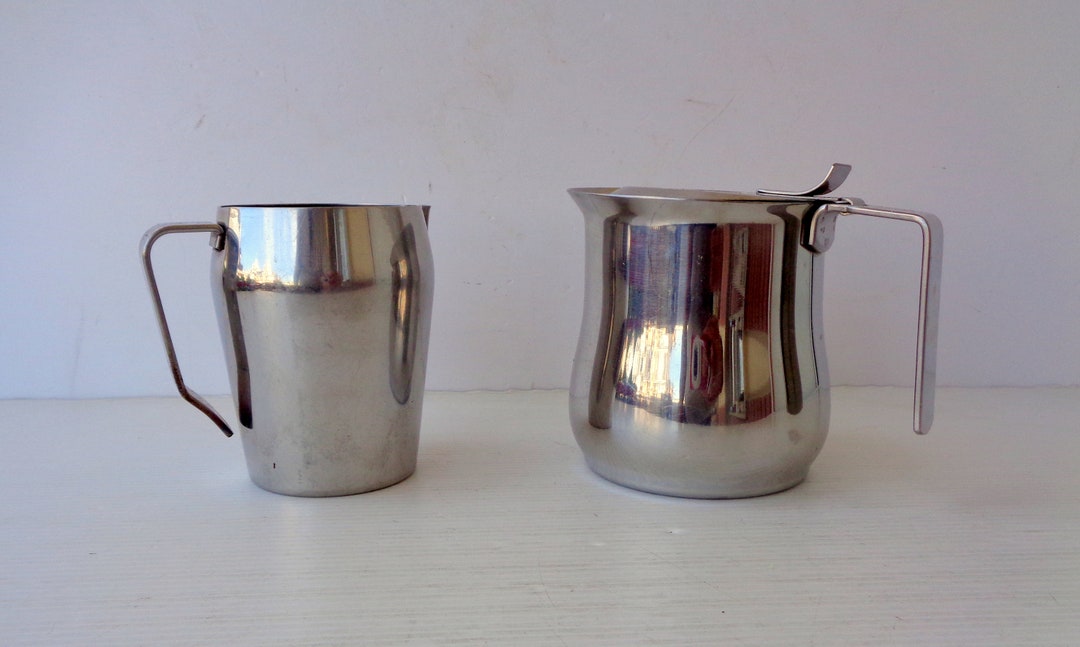 Two Vintage 1980s 18/10 Stainless Steel Bar Milk Jugs in Perfect ...
