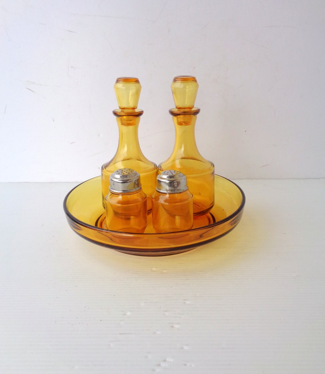 Vintage Kitchen Set, for Oil, Vinegar, Salt and Pepper, With Tray, in ...
