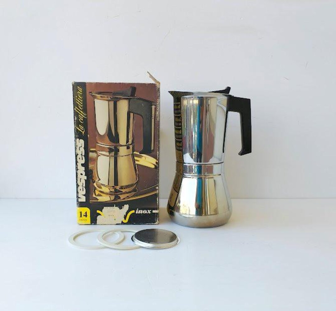 14 CUPS, Vev Vigano Coffee Maker, in 18/10 Stainless Steel, Height 25cm ...