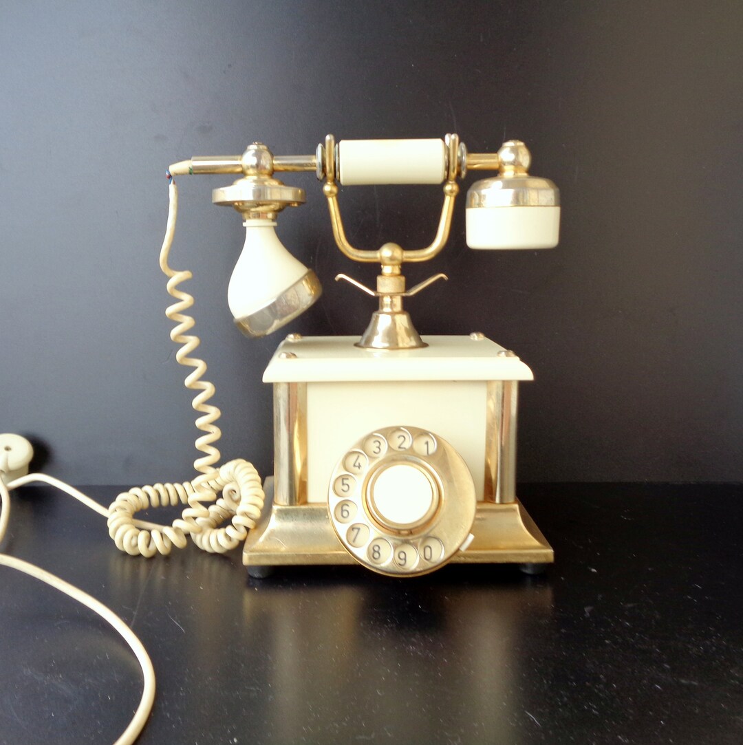 Antique Style Telephone in Bakelite and Brass Made in Italy From the ...