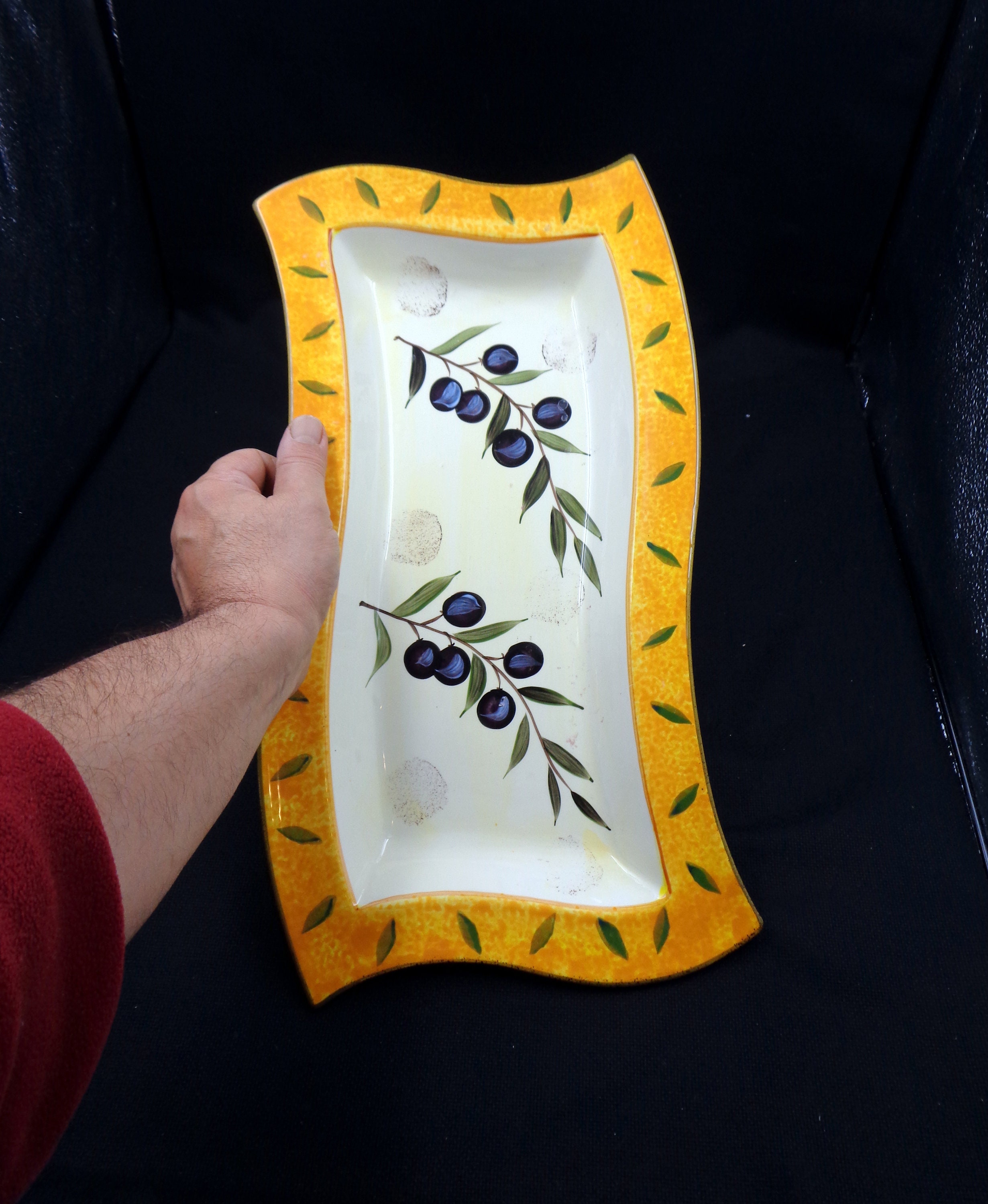 Ceramic tray with edges handmade Hand painted 45x23cm | Etsy