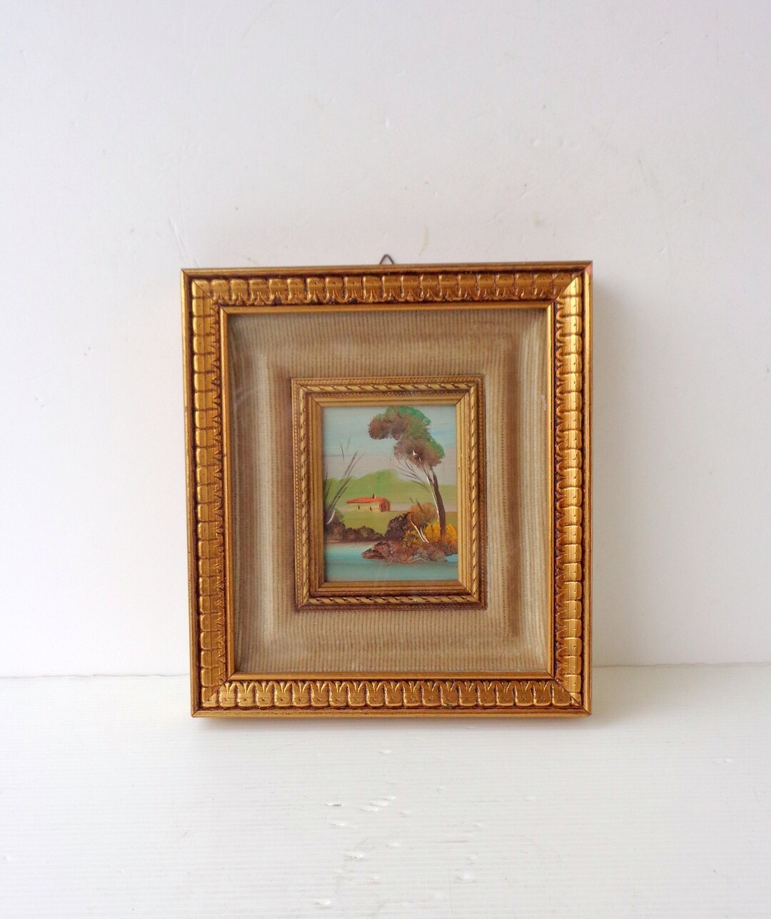 Vintage Italy Oil Painting landscape Framed in the Beautiful Frame ...