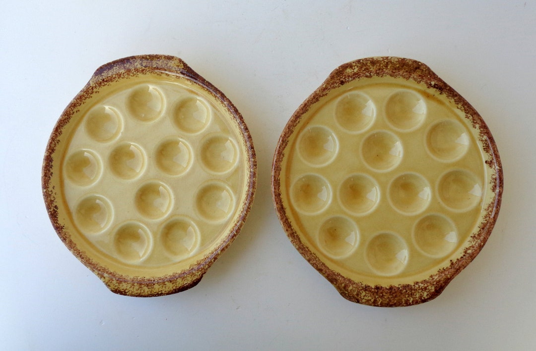 2 Snail Plates, in Gien Porcelain, Oven Dishes for Two Dozen Snails ...