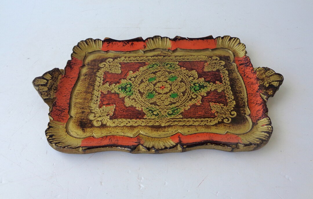 Traditional Florentine Vintage Tray,typical Florentine Italy 80s, Gold ...