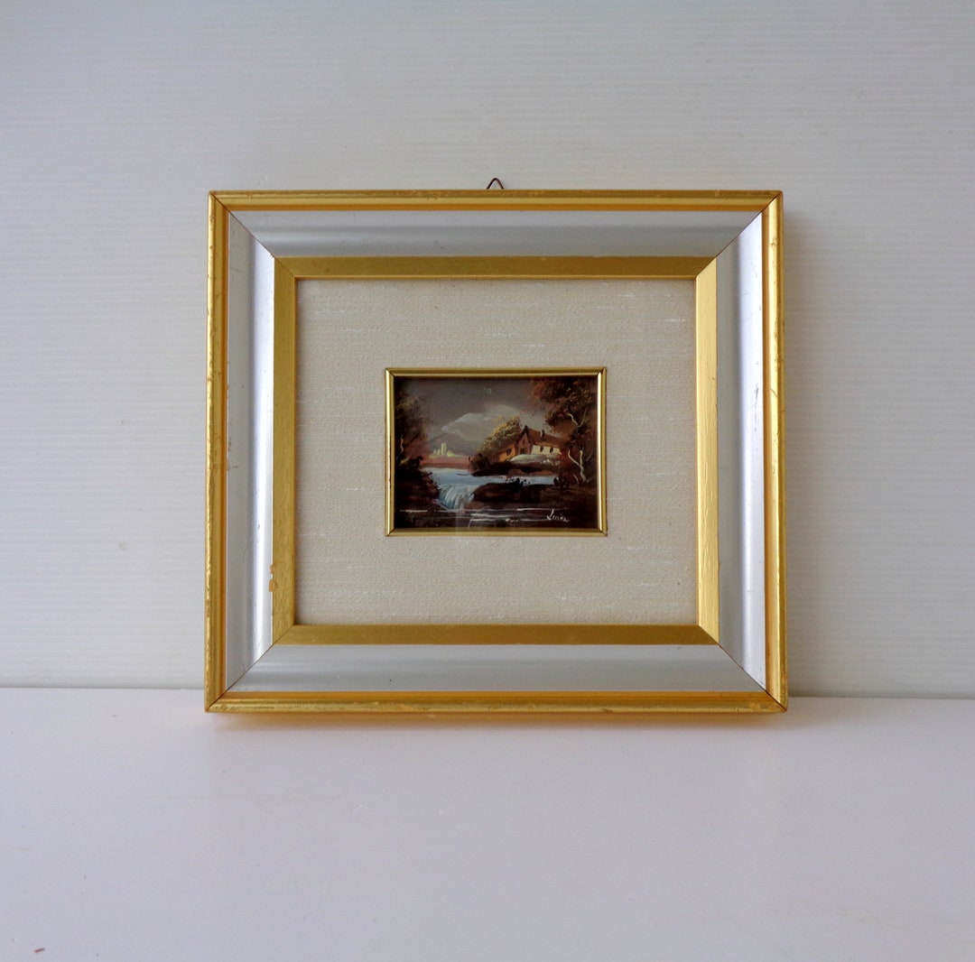 Vintage Italy Oil Painting on Canvas landscape Framed in the Beautiful ...