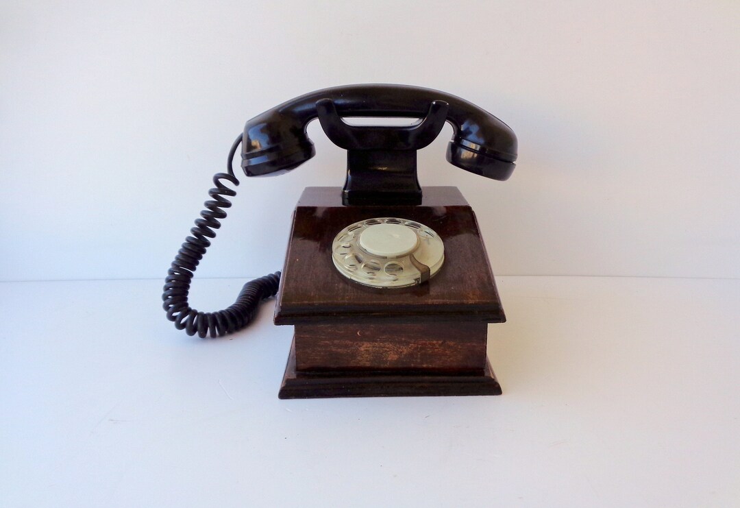 Telephone From the 50s in Solid Wood and Bakelite Height 21 Cm Width 15 ...