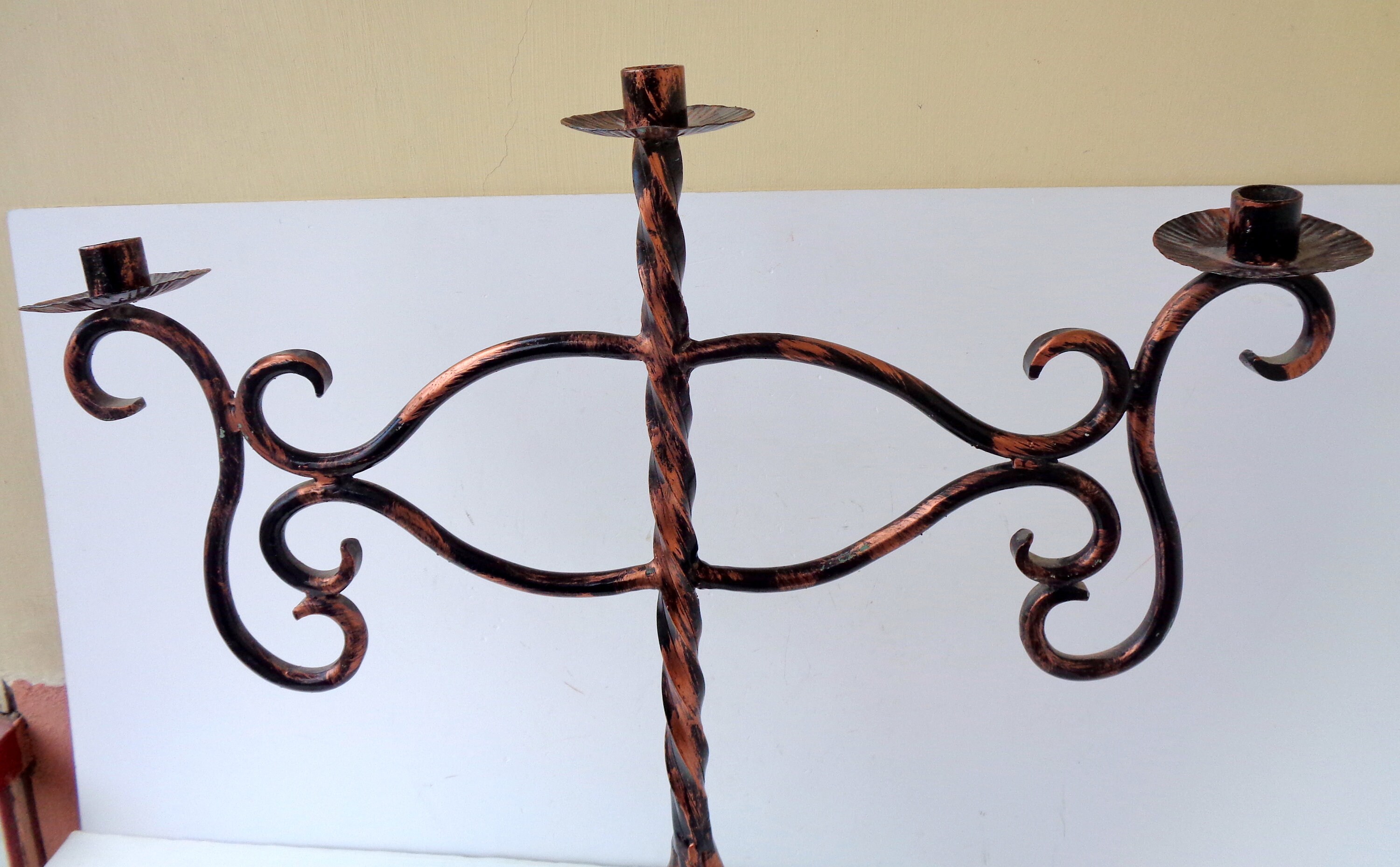 Ground Support Candle Holder in Coppered Wrought Iron - Etsy