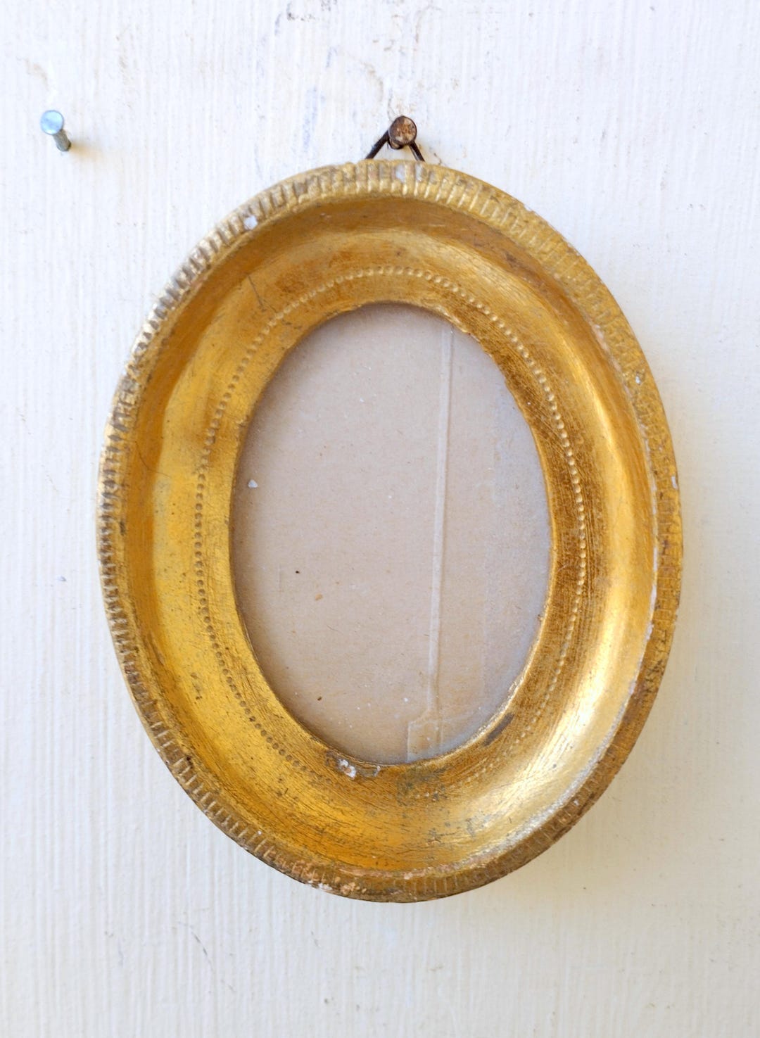 Oval Wooden Frame Gold Leaf, With Glass, Vintage From the 70s, Height ...