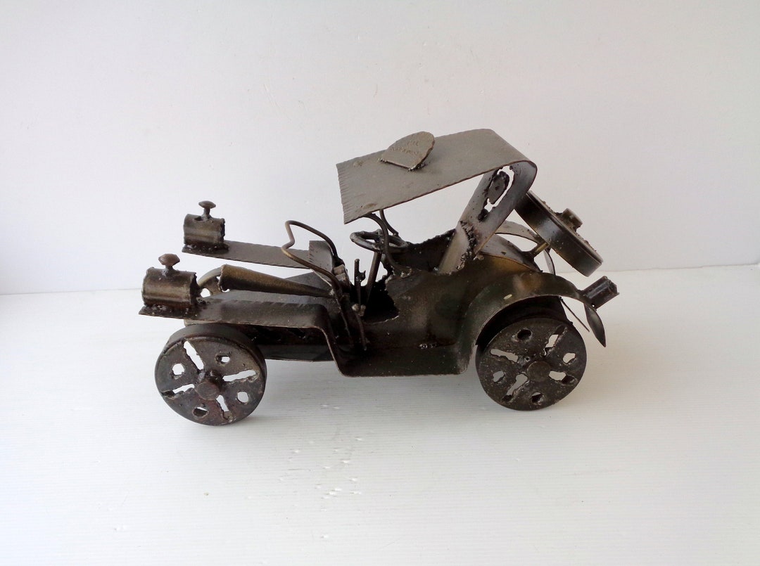 Vintage Handmade Wrought Iron Car With Author's Authentication,length ...