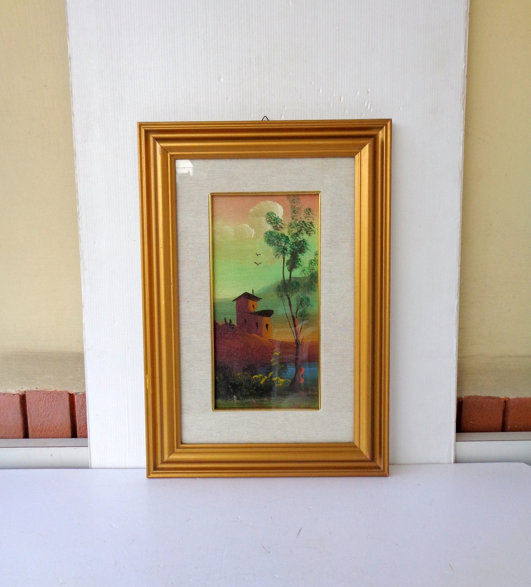 Vintage Italy Oil Painting on Canvas "landscape" Framed in a Beautiful ...
