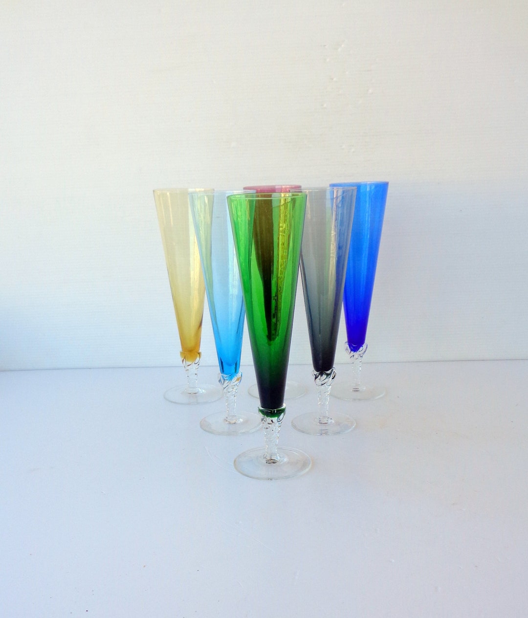 6 Colored Crystal Glasses Made in Italy From the 80s, Never Used ...