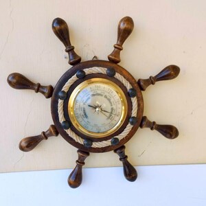 Barometer in Solid Wood in the Shape of a Boat Rudder Diameter 30 Cm ...