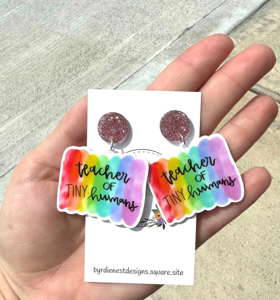 Teacher of Tiny Humans, Acrylic Teacher Earrings, Acrylic Earrings ...