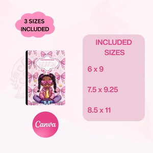 Editable Pink Bow Composition Notebook Cover | Digital Download | Canva ...