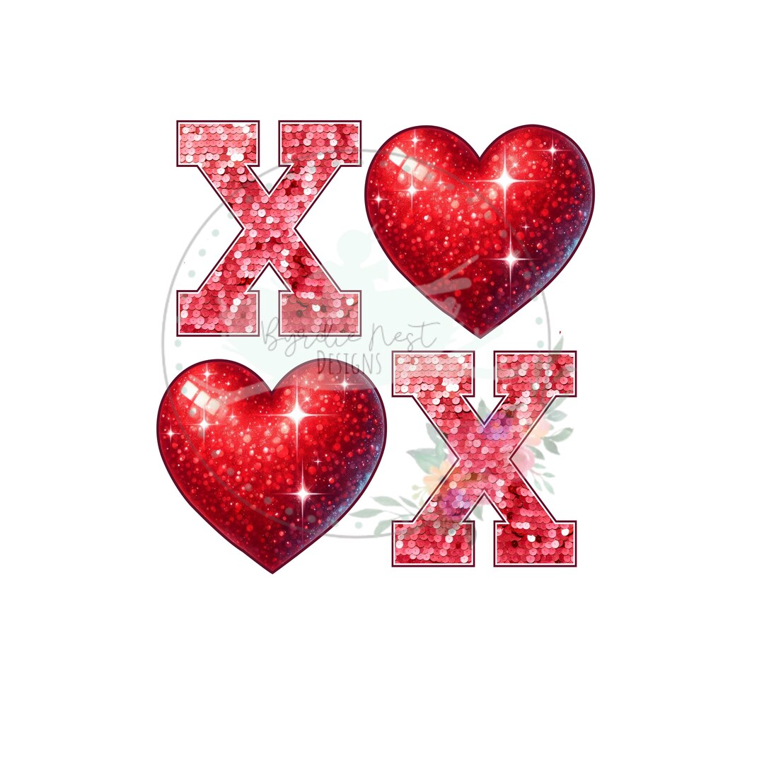 XOXO PNG, Valentine's Day PNG, Valentines Day, Glitter Heart Retro ...