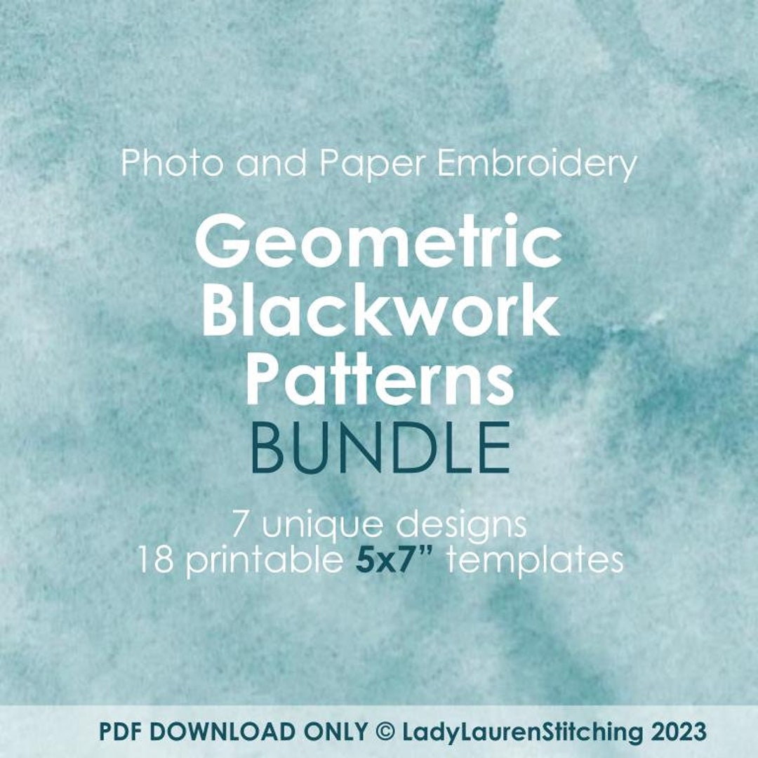 5x7" BUNDLE PDF Blackwork X Photo Embroidery Templates - Printable ...