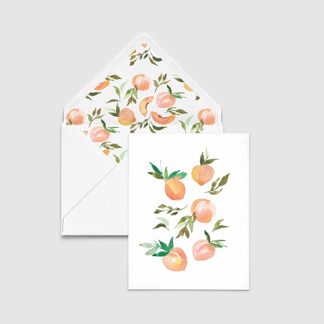 Peach Watercolor Notecards Fruit Watercolor Cards Peach Stationery ...
