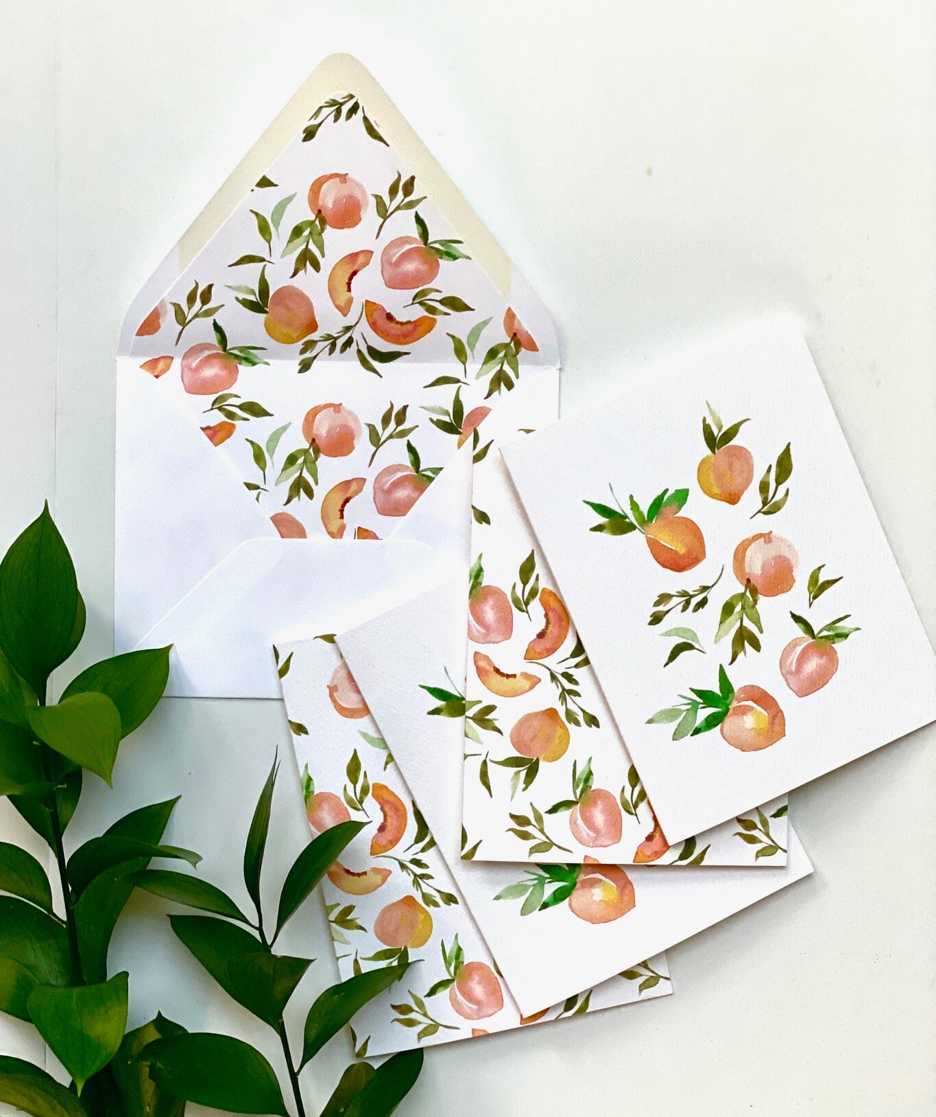 Peach Watercolor Notecards Fruit Watercolor Cards Peach - Etsy