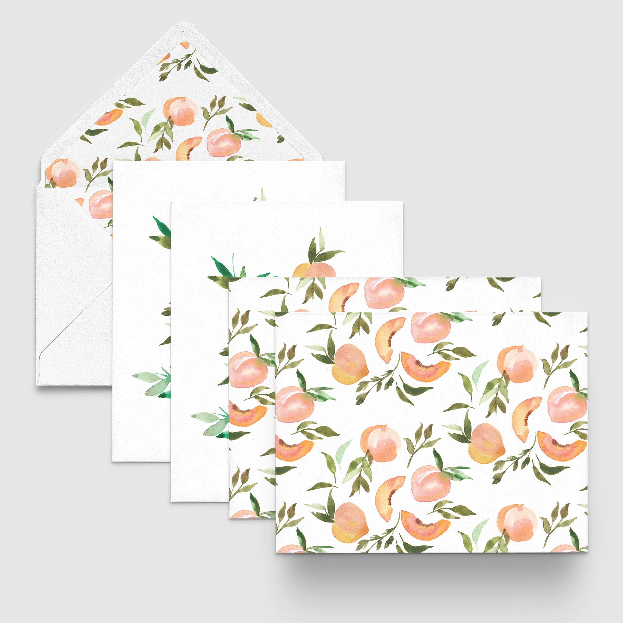 Peach Watercolor Notecards Fruit Watercolor Cards Peach - Etsy