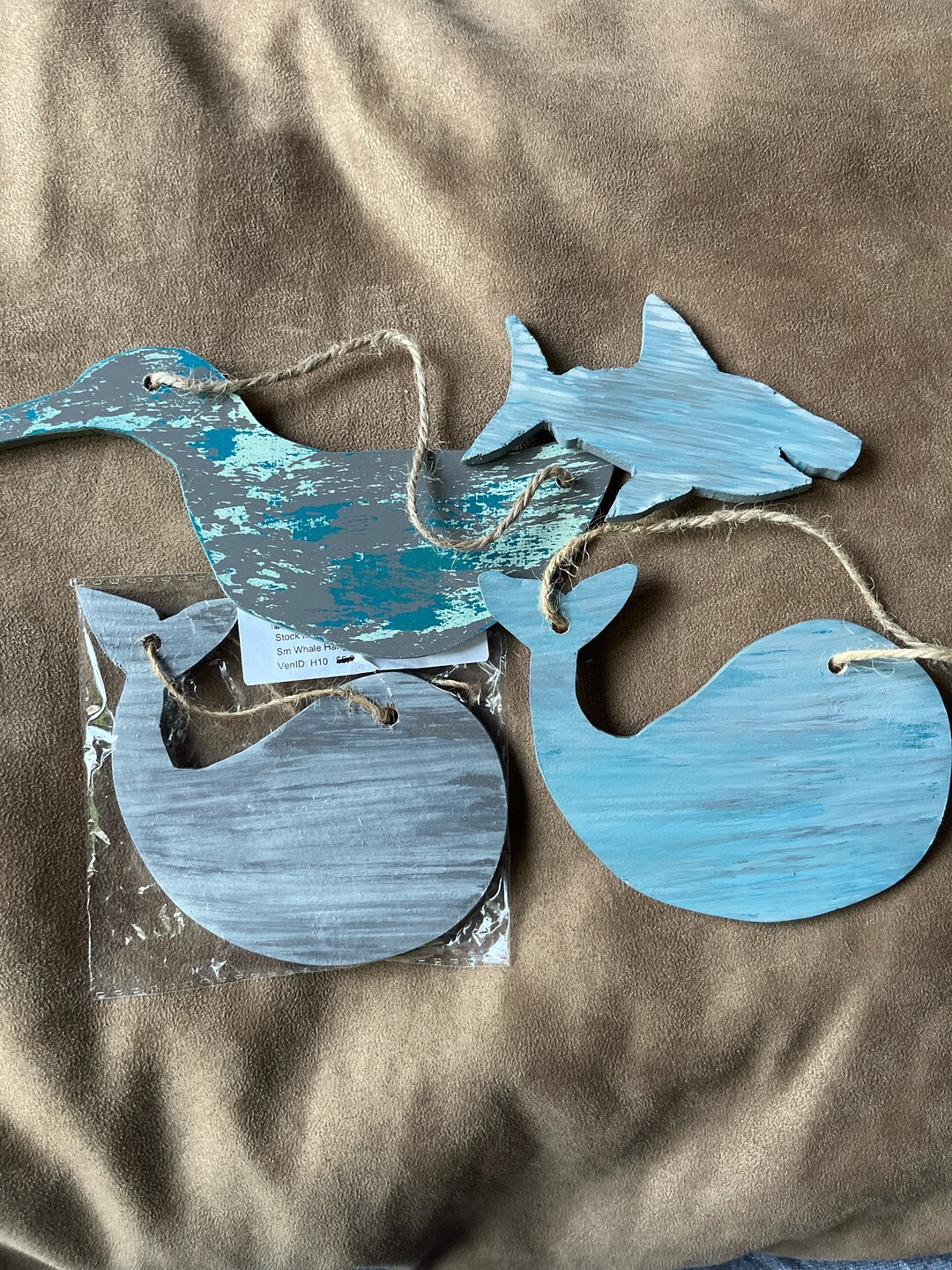 4 Nautical Accent Pieces, Beachy and Tropical, Distressed Blues/grays ...