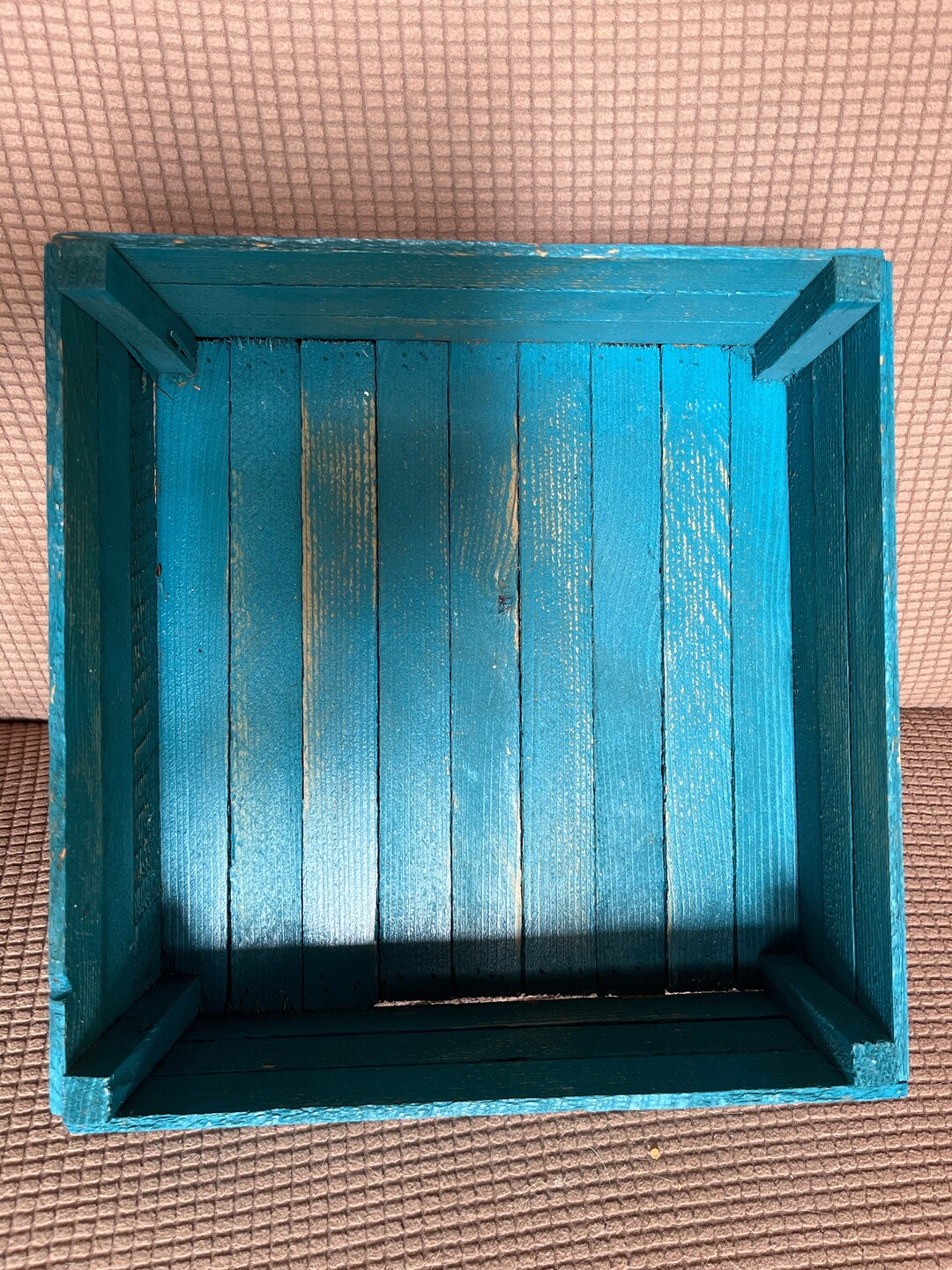 12” Square Rough Wood Crate, Shabby Chic, Distressed Aqua - Etsy