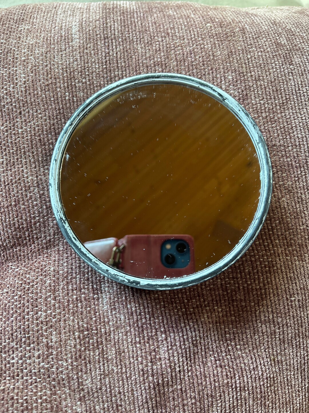 4.5 Round Accent Mirror, Shabby Chic, Chippy Paint, Distressed Gray ...