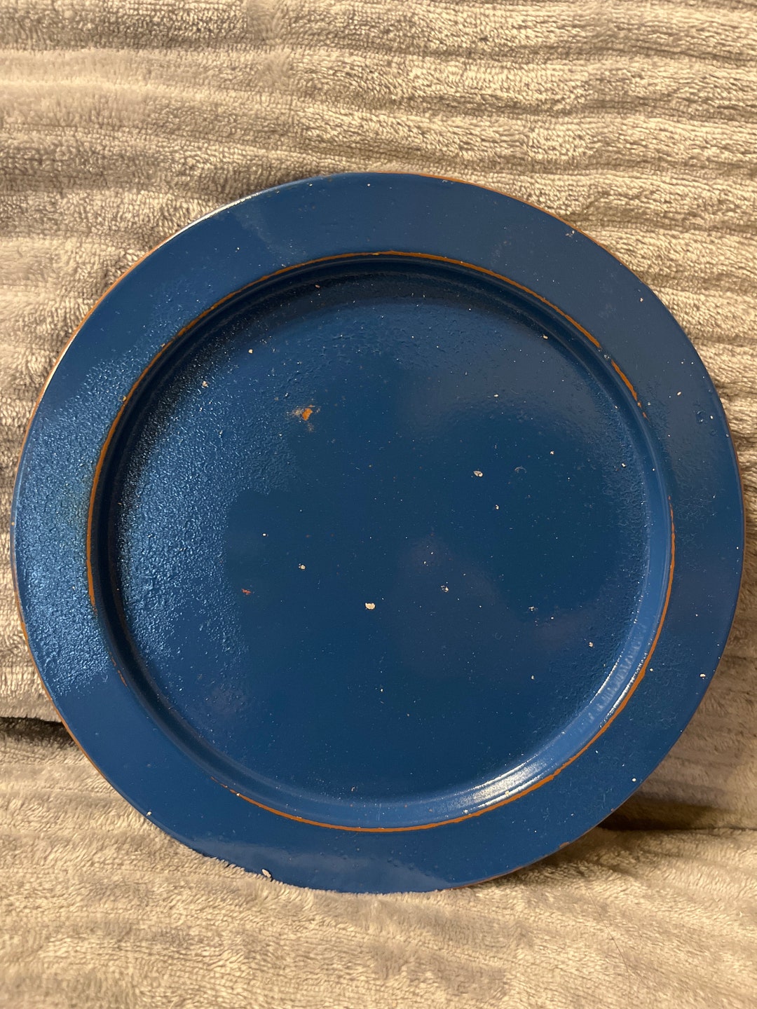 8” Round, Flat , Metal Shabby Chic, Chippy Paint, Hand Painted Candle ...