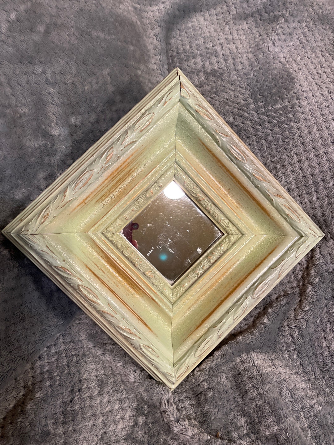 11 Square Deep Set Mirror Shabby Chic Chippy Paint - Etsy