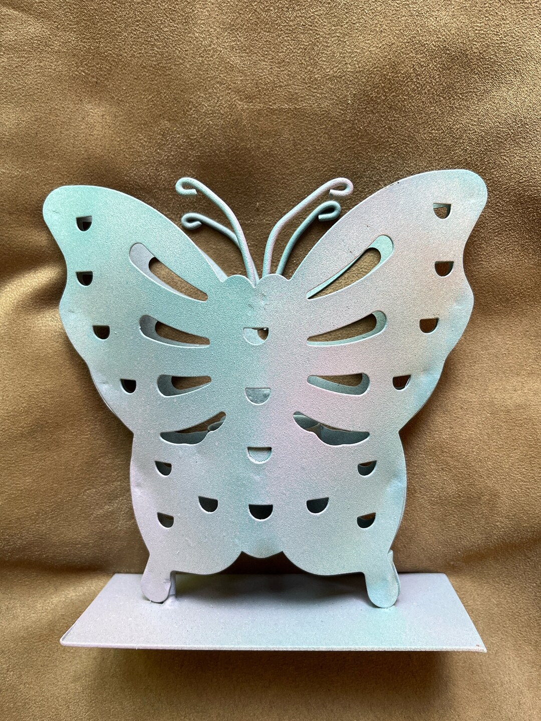 Metal butterfly Tea Light Candle Holder, Shabby Chic, Hand Painted ...