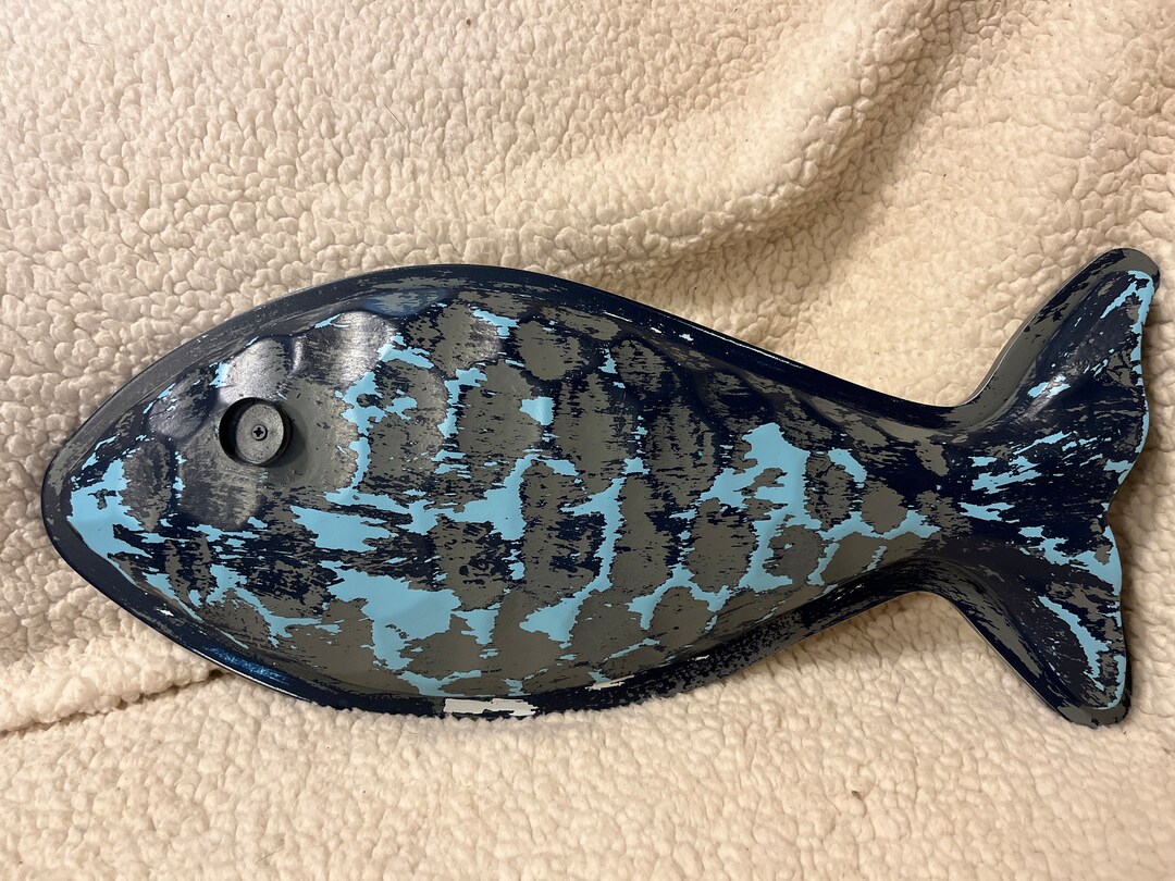 18” Fish Wall Art, Distressed Blues/gray - Etsy