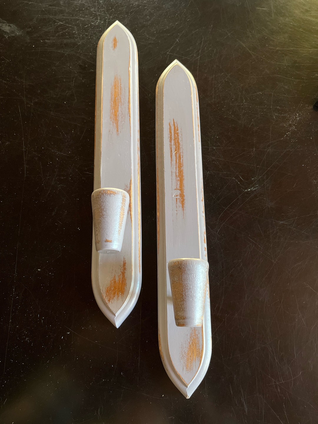 15 Taper Candle Sconces, Shabby Chic, Hand Painted, Distressed Purple ...