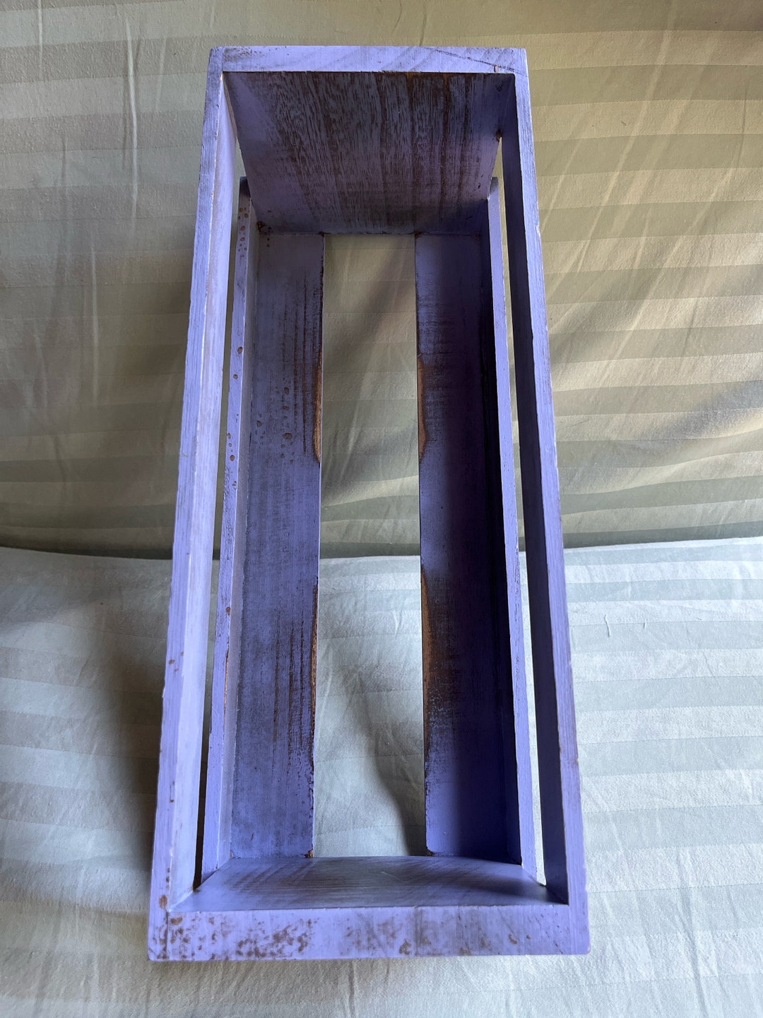 15” Wide Slated Rectangular Crate, Shabby Chic, Distressed Purple - Etsy