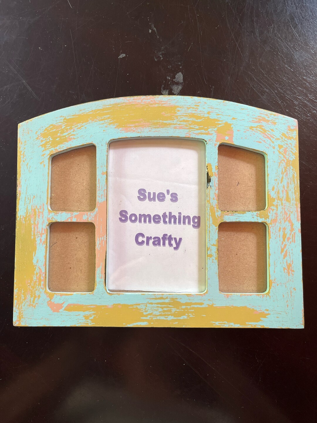 5 Photo Frame, Shabby Chic, Chippy Paint, Distressed Blue/gold/peach - Etsy