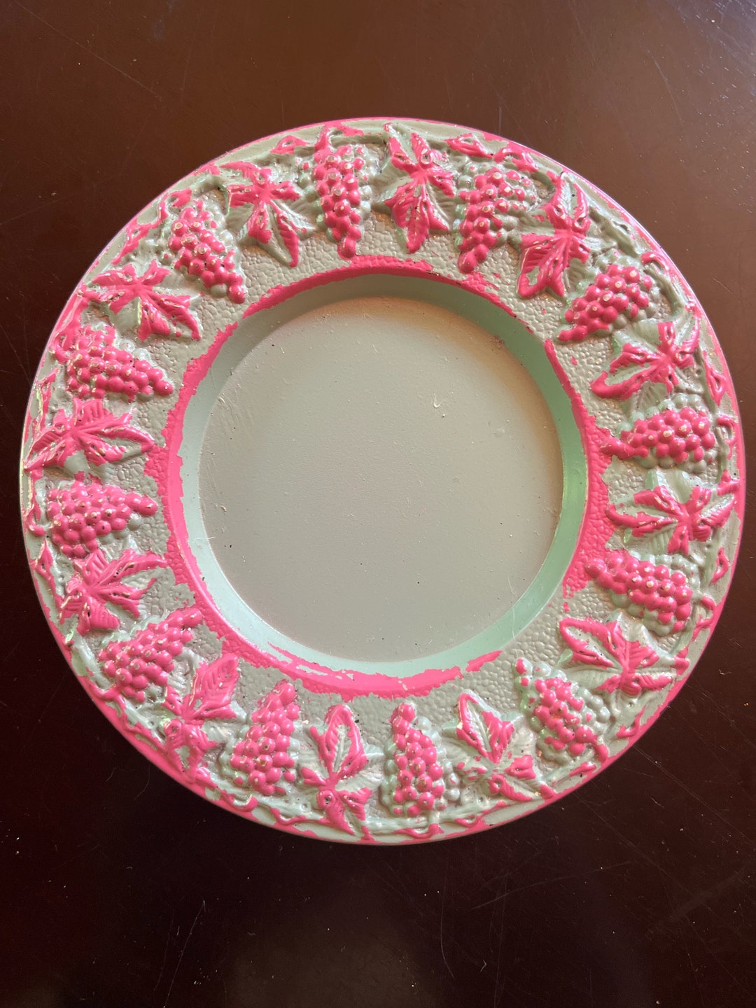 5.5" Round “grapevine” Shabby Chic, Hand Painted Candle Holder ...