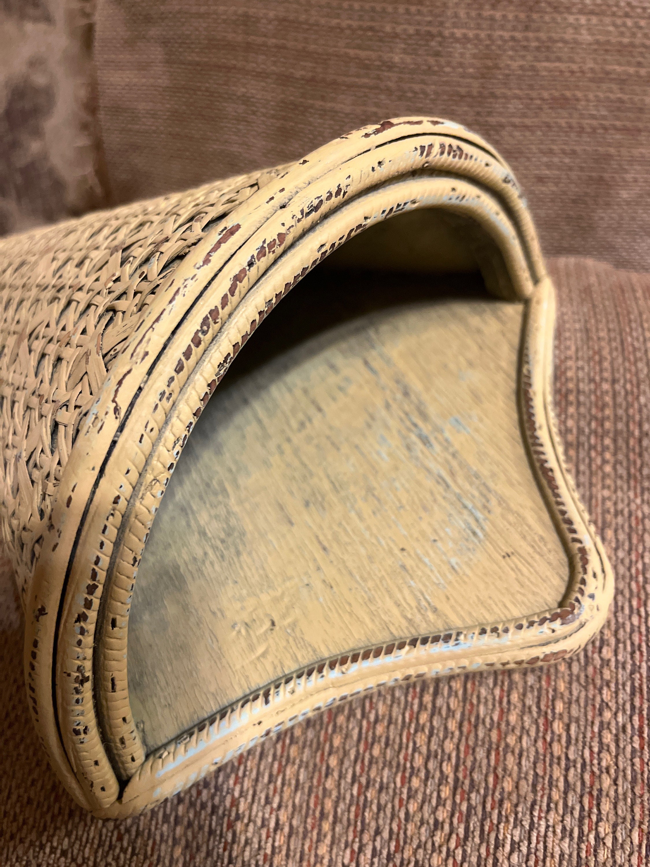 13 Wicker Wall Hanger, Shabby Chic, Hand Painted, Distressed Yellow - Etsy