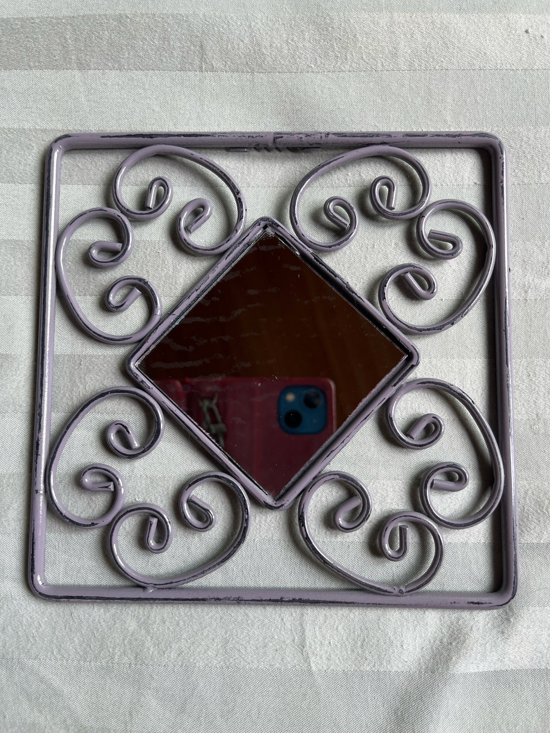 6 Square Metal Accent Mirror, Shabby Chic, Hand Painted, Distressed ...