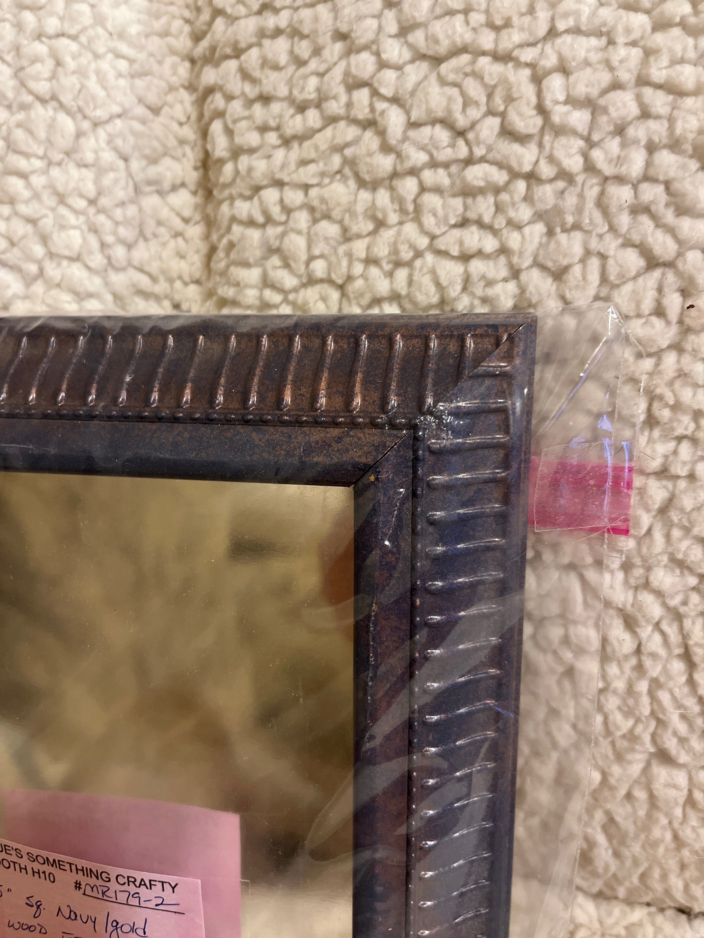 5.5 Square Accent Mirror Shabby Chic Distressed Gold/navy - Etsy