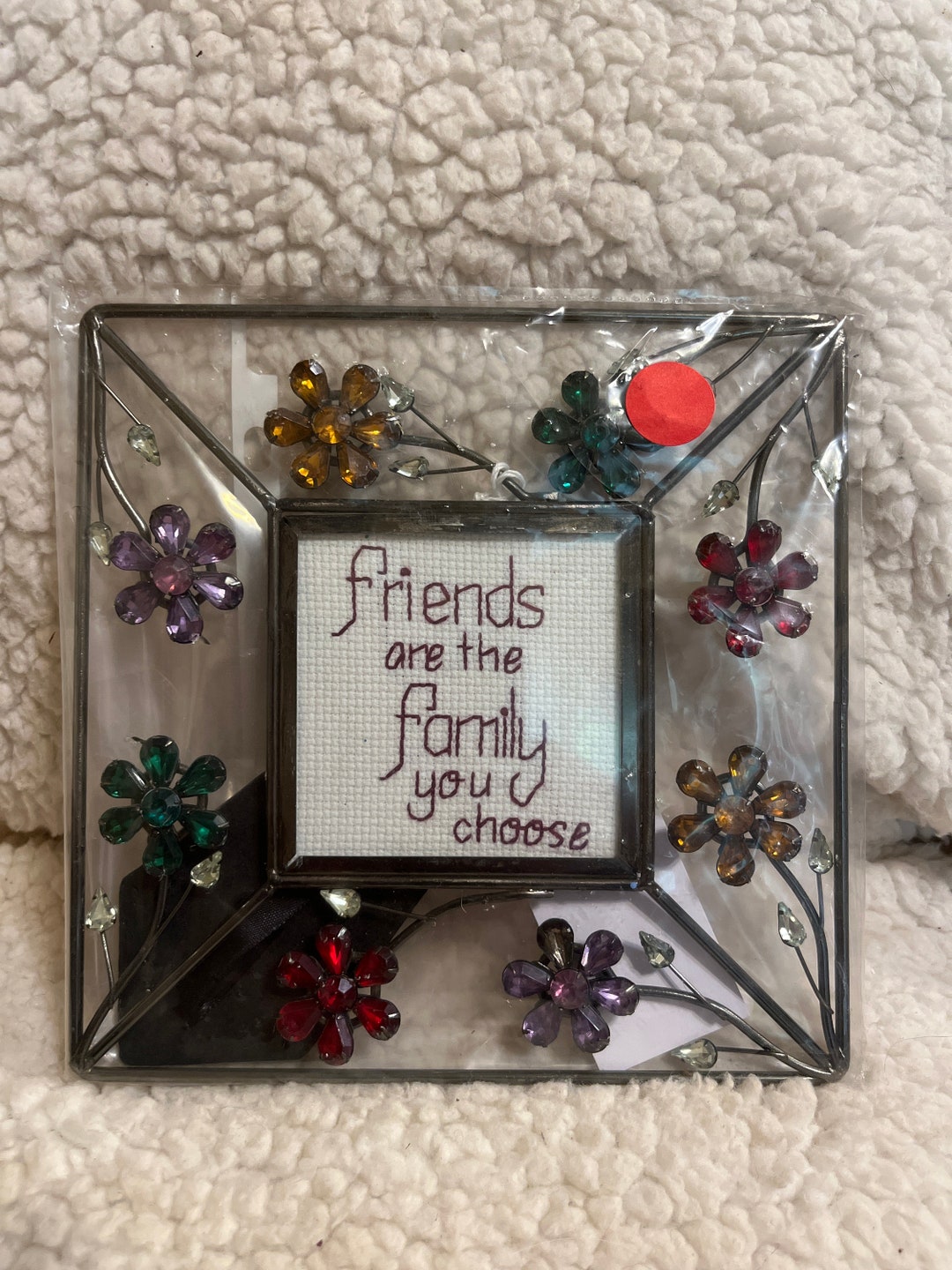 7” Square Floral Gem Frame, Open Design, Original, “friends Are the ...
