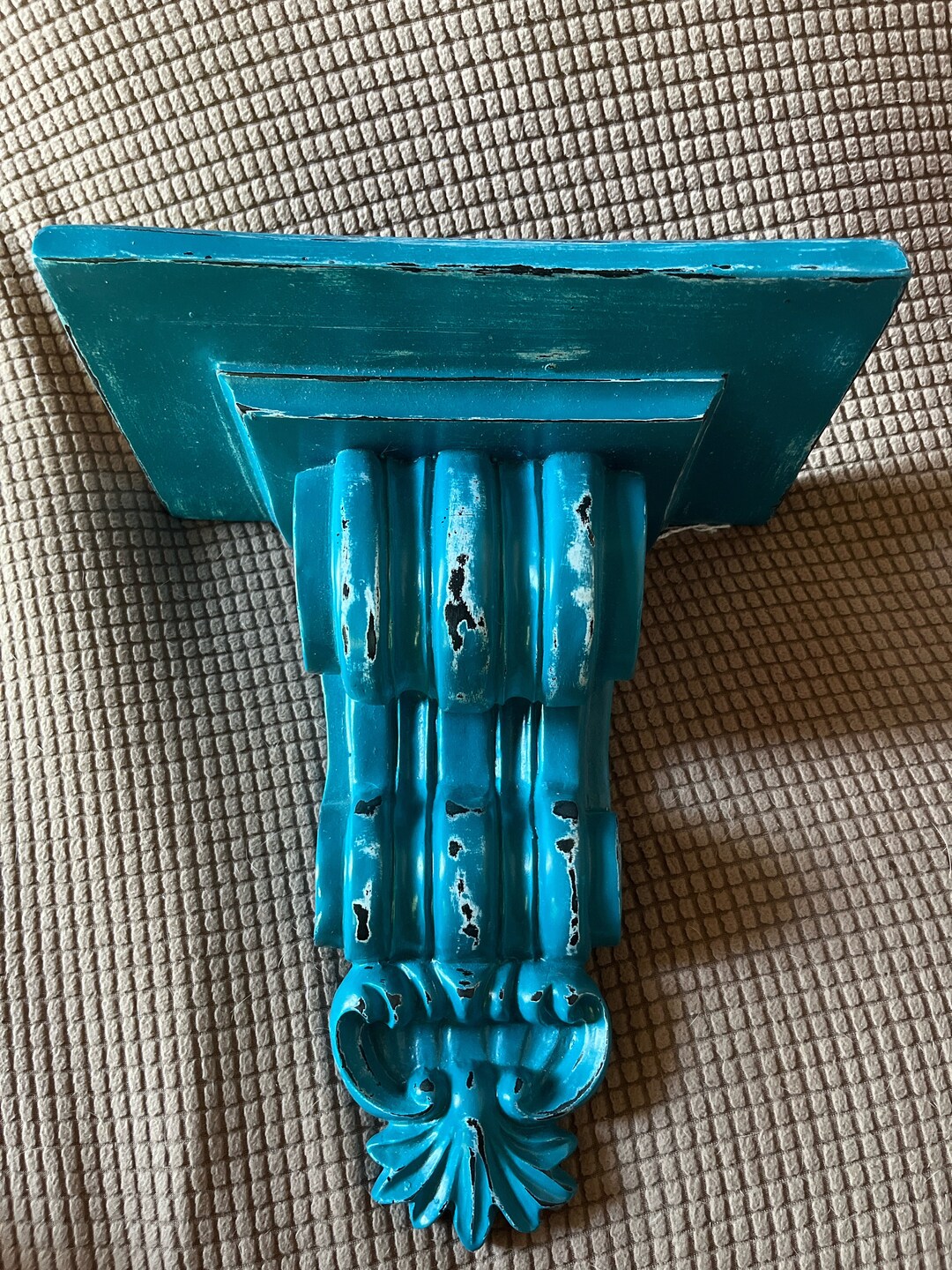 9.75” X 10.75” Wall Sconce/shelf, Shabby Chic, Distressed Aquamarine - Etsy