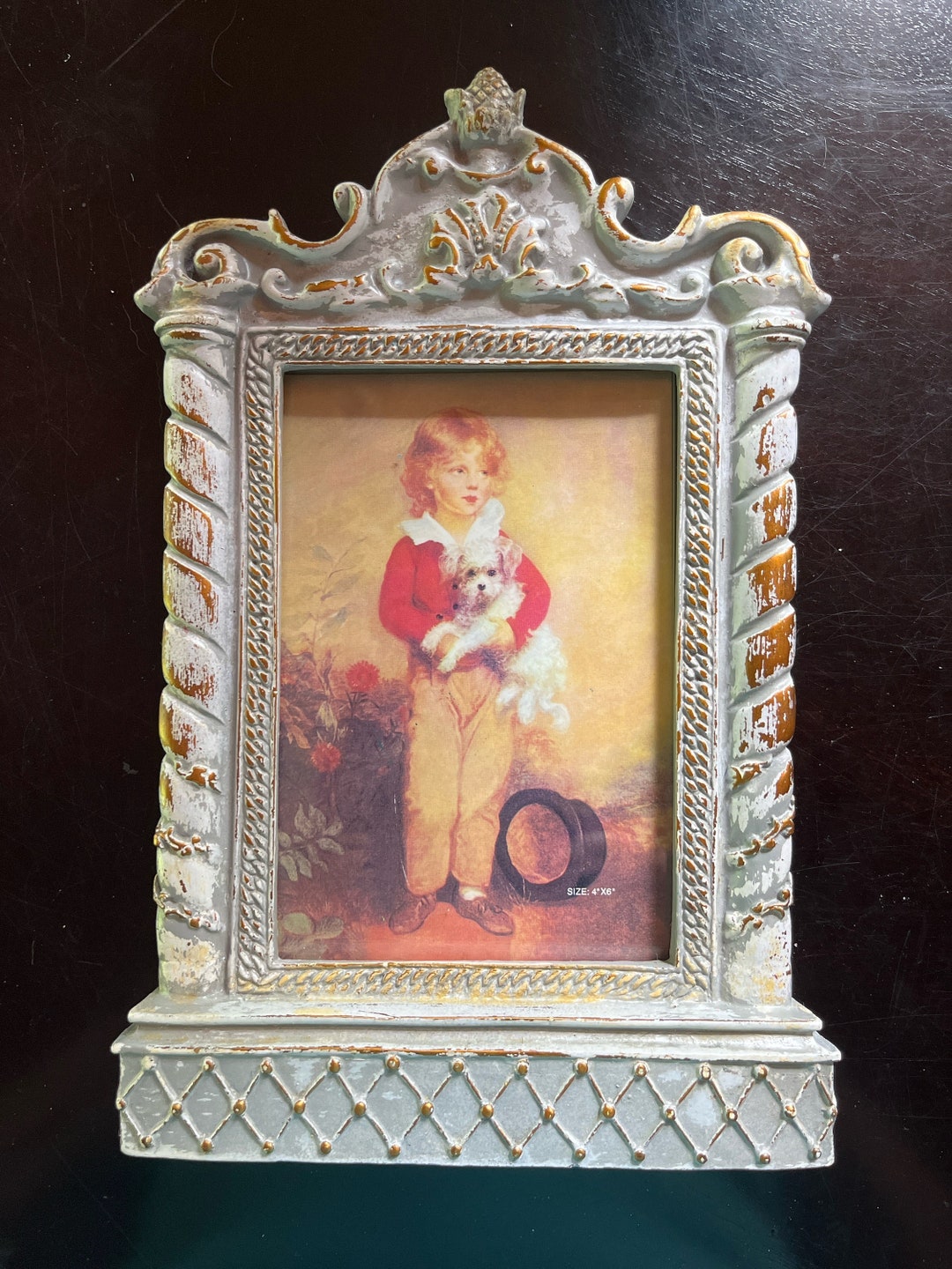 NEW 4 X 6 Ornate Frame W/pillars and Base, Shabby Chic, Distressed Gray ...