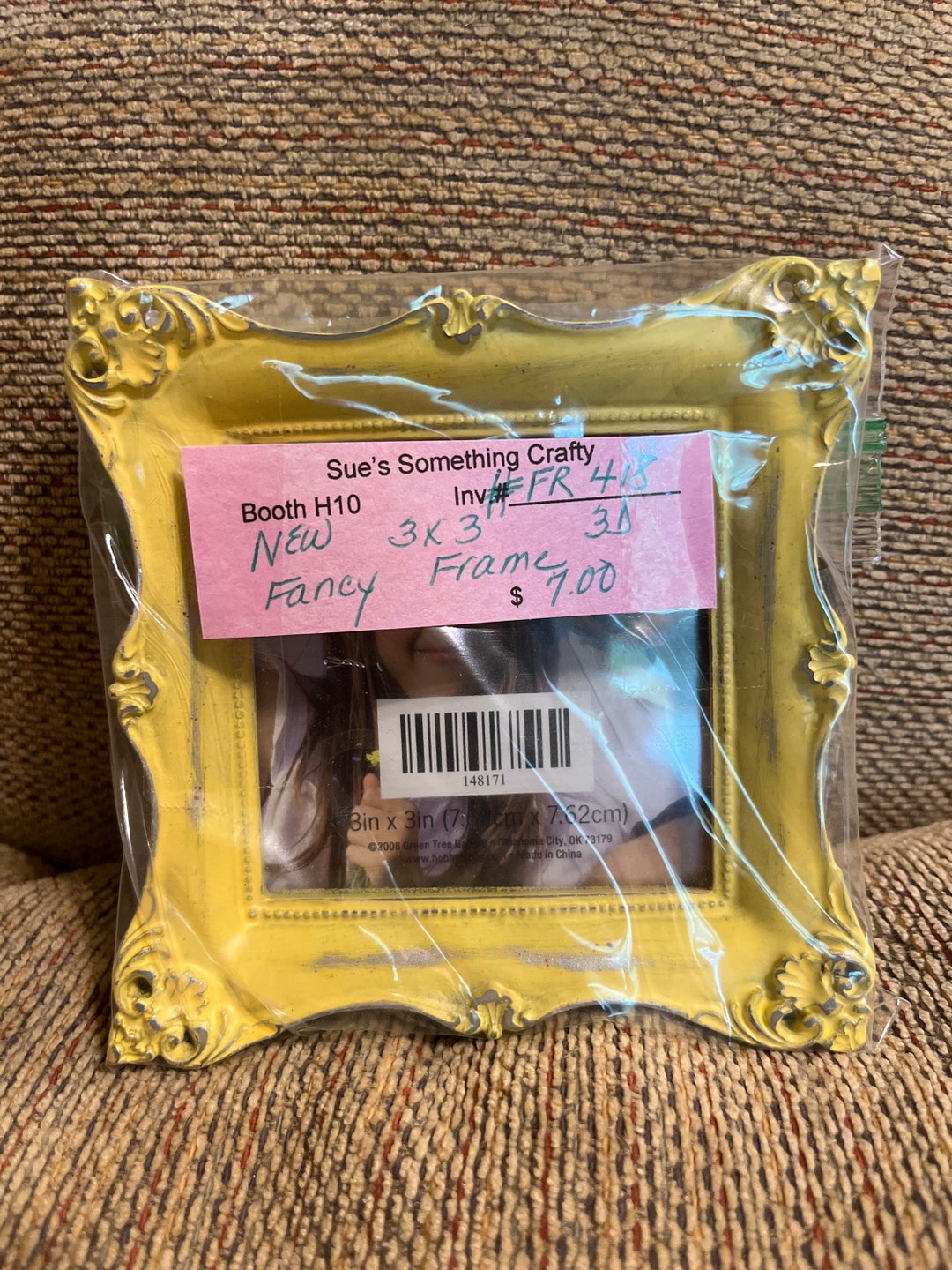 3 X 3 Fancy Square Frame. Shabby Chic, Chippy Paint, Distressed, Yellow ...