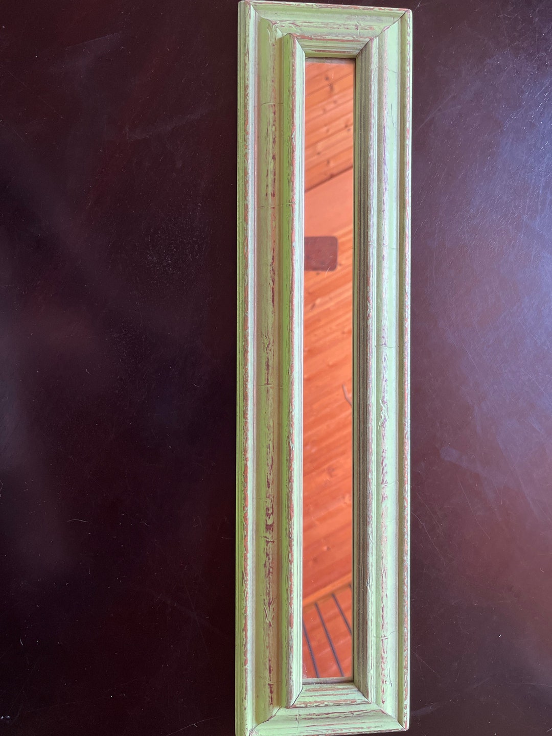 21 X 5 Rectangular Accent Mirror, Shabby Chic, Chippy Paint, Distressed ...