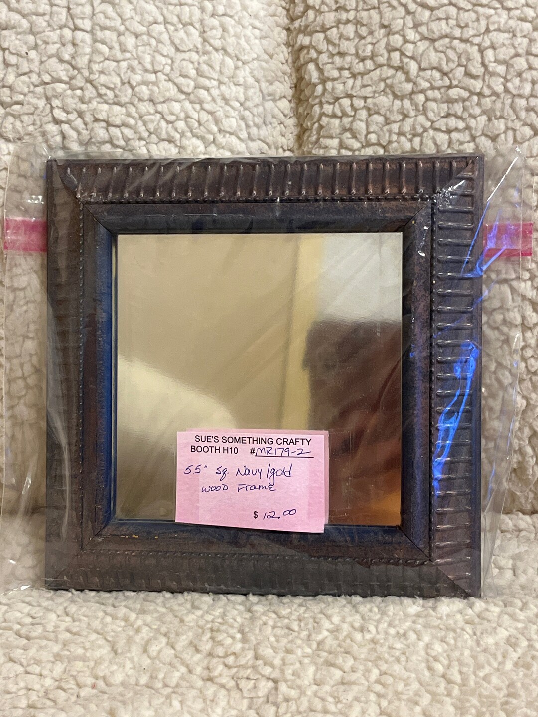 5.5 Square Accent Mirror, Shabby Chic, Distressed Gold/navy - Etsy