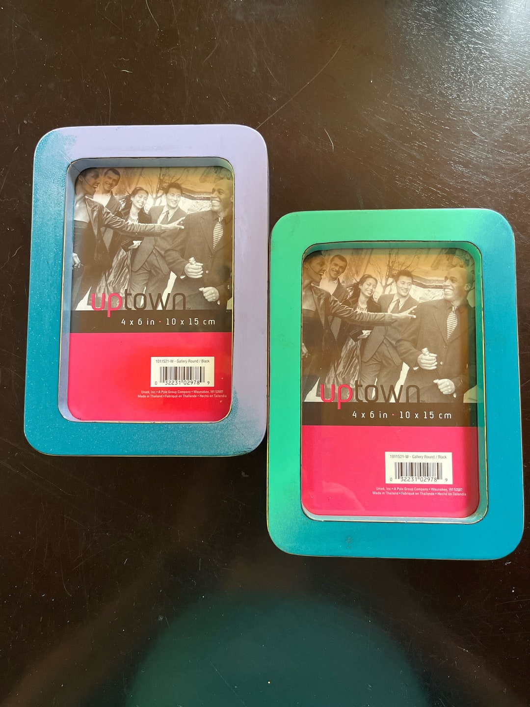 Set of 2 Oblong Curved Edge Frames, Shabby Chic, Distressed Purple/blue ...