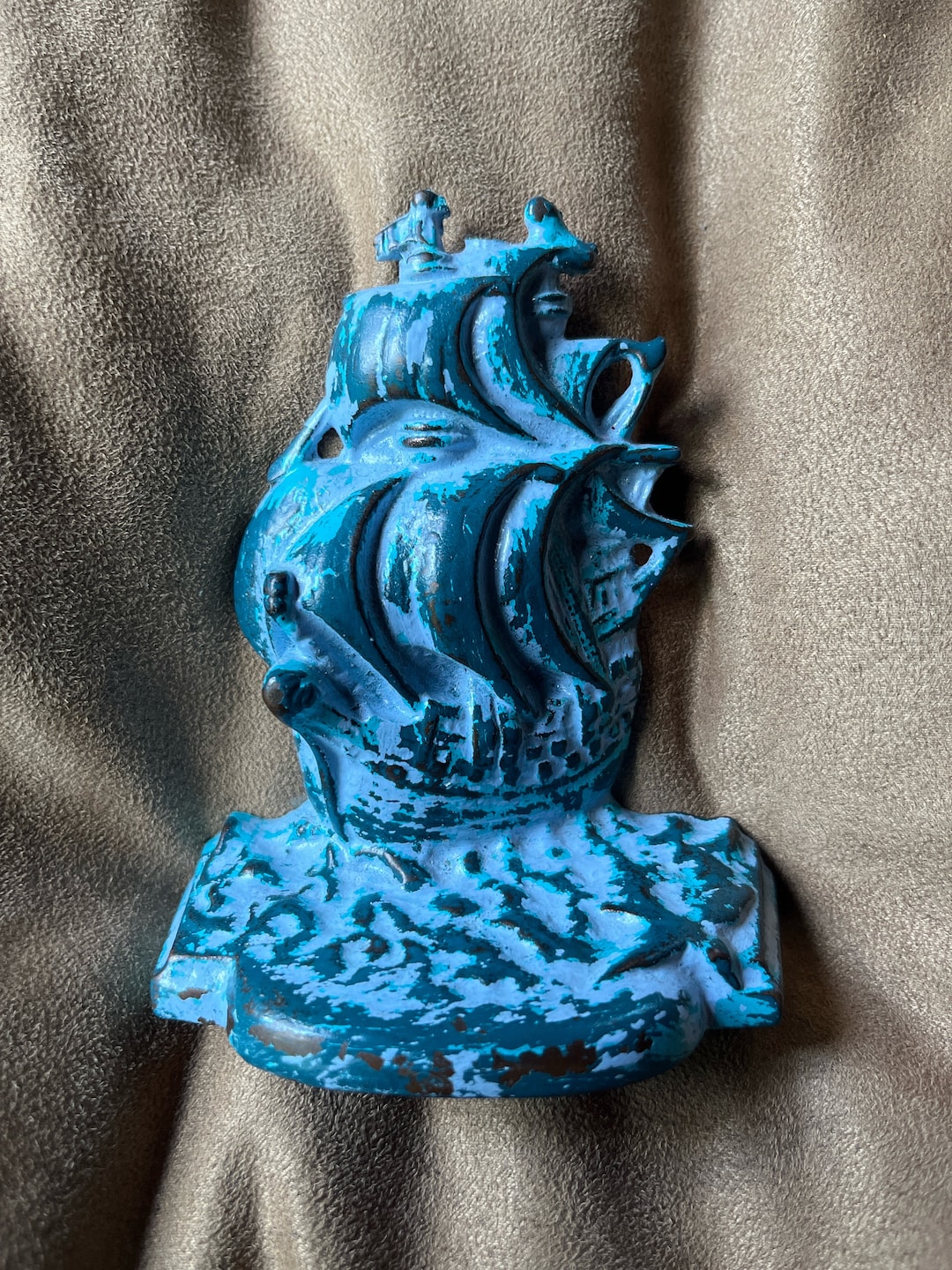 Single Nautical Mini Book End, Shabby Chic, Distressed Blues - Etsy
